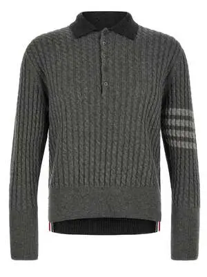 Thom Browne 2-in-1 Trompe L'oeil Polo Shirt - Gray