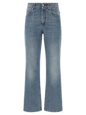 Brunello Cucinelli Retro' Jeans In Medium Wash Authentic Denim - Blue
