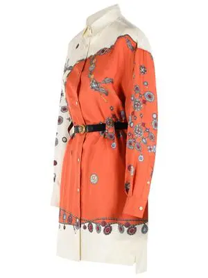 Versace Ivory Silk Mini Dress With Abstract Pattern