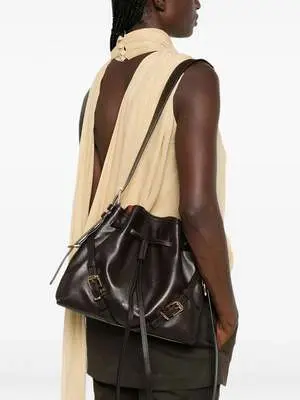Givenchy Small Voyou Bucket Bag In Shiny Leather - Brown