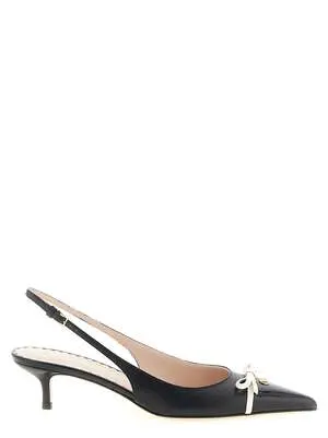 Valentino Garavani Black Patent Leather Slingback Heels With Bow Detail