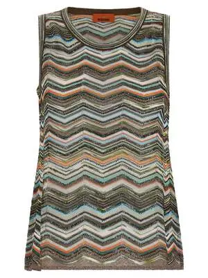 Missoni Sleeveless Chevron Knit Top - Multicolor