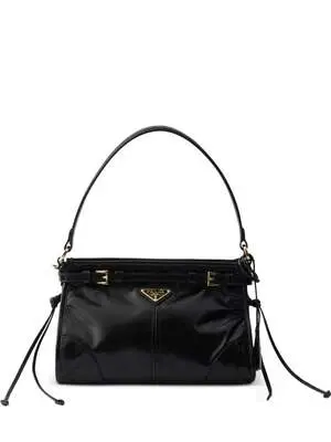 Prada Bonnie Small Leather Hobo Handbag - Black