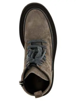 Brunello Cucinelli Monile Suede Lace-up Ankle Boots