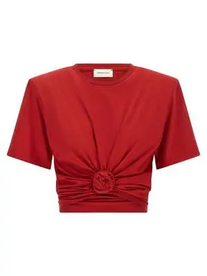 Magda Butrym 02' T-shirt With Rose Appliqu - Red