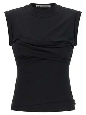 Alexander Wang Twisted Bust Layered Tank Top - Black