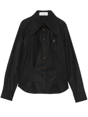 VIVIENNE WESTWOOD Violin Orb-embroidered Cotton Shirt - Black