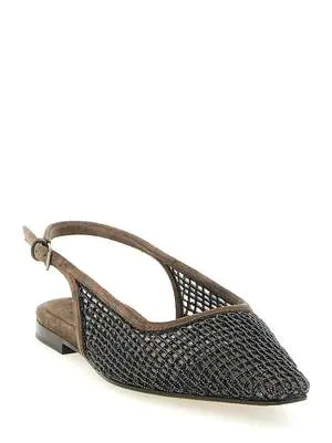 Brunello Cucinelli Precious Net Embroidery Slingback