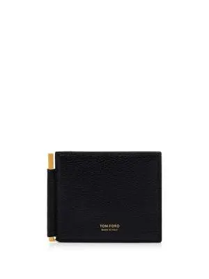TOM FORD Grained Leather Money Clip Wallet - Black