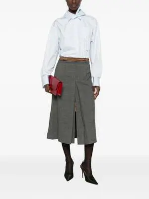 Prada Pleated Wool Midi Skirt