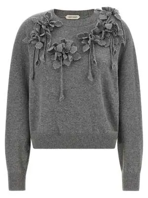 ALBERTA FERRETTI Alberta Ferretti Embroidered Flower Crew Neck Sweater