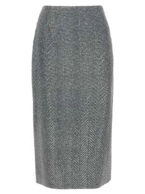 ERMANO SCERVINO Ermanno Scervino Midi Skirt With Rhinestone Embellishments - Gray