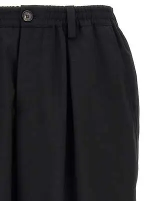 Marni Virgin Wool Cropped Tapered Trousers - Black