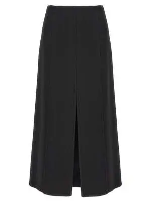 ERMANO SCERVINO Ermanno Scervino Long Wool Cloth Skirt With Front Split - Black