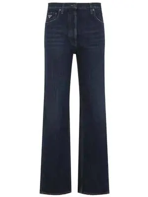 Prada Washed Denim Wide-leg Jeans - Blue