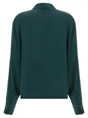 TOM FORD Silk Satin V-neck Polo Shirt - Green