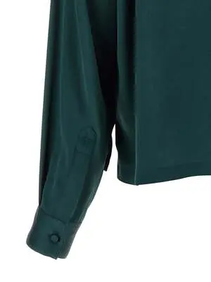 TOM FORD Silk Satin V-neck Polo Shirt - Green