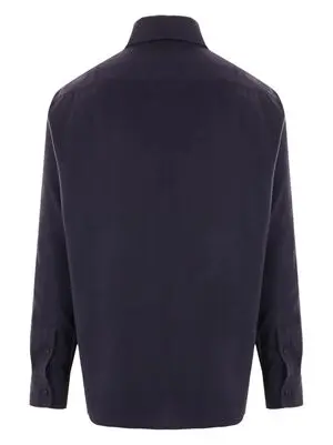 Brunello Cucinelli Herringbone Cotton Blend Shirt - Blue