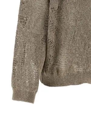 Brunello Cucinelli Openwork Hooded Sweater - Brown