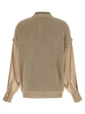 Brunello Cucinelli Organza Sleeve Cardigan