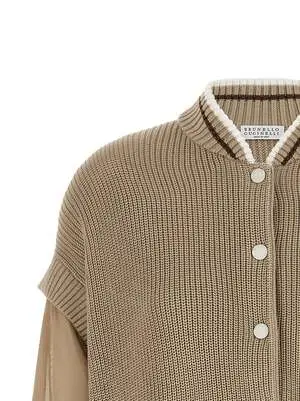 Brunello Cucinelli Organza Sleeve Cardigan