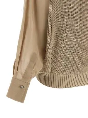 Brunello Cucinelli Organza Sleeve Cardigan