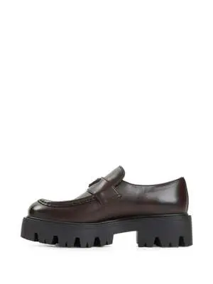 Prada Distressed Leather Loafers - Brown