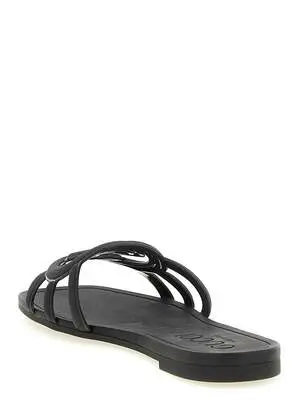 Gucci Lido Incrocio Gg Rubber Sandals - Black