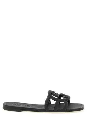 Gucci Lido Incrocio Gg Rubber Sandals - Black