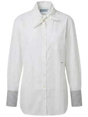 Prada Cotton Shirt With Bow Detail - White