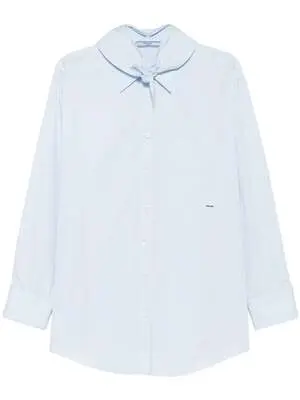 Prada Poplin Shirt With Knot Detail - Blue
