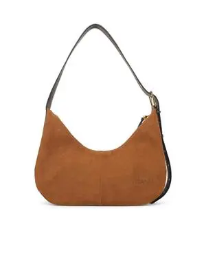 GANNI Suede Hobo Shoulder Bag With Buckle Detail - Brown