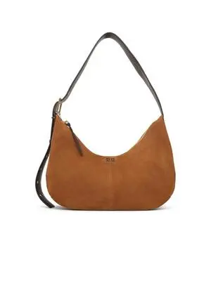 GANNI Suede Hobo Shoulder Bag With Buckle Detail - Brown