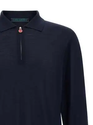 Kiton Wool Polo Shirt 14 Microns - Blue