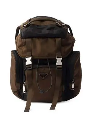 Prada Two-tone Re-nylon Backpack With Leather Trim - Black