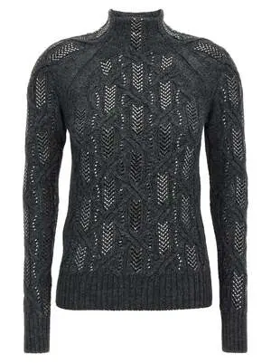 ERMANO SCERVINO Ermanno Scervino Crystal Braided High Neck Sweater - Gray