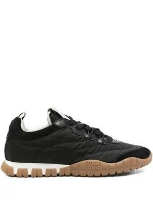 Miu Miu Tyre Technical Fabric And Suede Lace-up Sneakers - Black