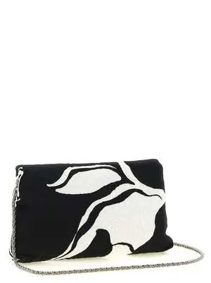 Dries Van Noten Envelope Clutch With Abstract Botanical Motif - Black