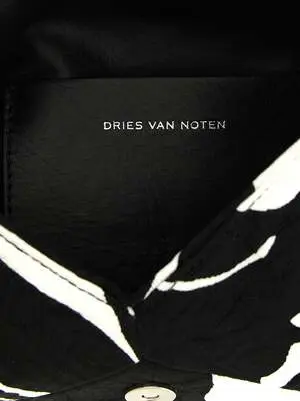Dries Van Noten Envelope Clutch With Abstract Botanical Motif - Black