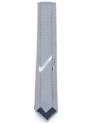 FERRAGAMO Printed Silk Neck Tie - Gray