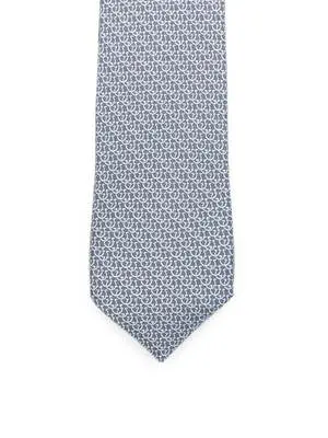 FERRAGAMO Printed Silk Neck Tie - Gray