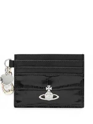 VIVIENNE WESTWOOD Crocodile-embossed Leather Card Holder With Charms - Black