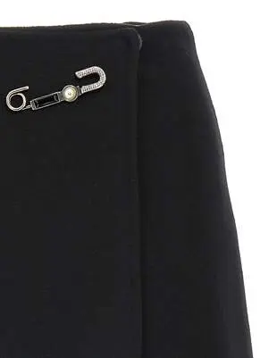 ERMANO SCERVINO Ermanno Scervino Virgin Wool Mini Skirt With Jewel Brooch