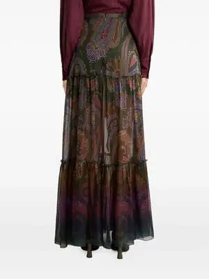 Etro Silk Maxi Skirt With Paisley Print