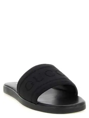 Gucci Jacquard Logo Slide Sandals - Black