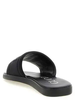 Gucci Jacquard Logo Slide Sandals - Black