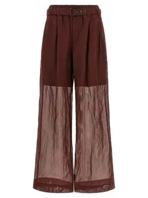 Brunello Cucinelli Wide Leg Semi-transparent Cotton Organza Pants