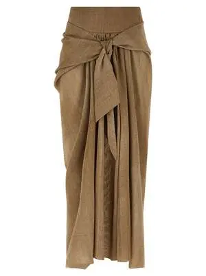 ERMANO SCERVINO Ermanno Scervino Marocain Skirt With Sand Denim Print