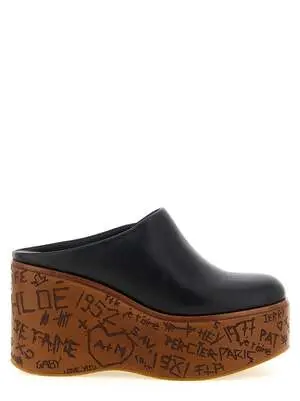 Chloé Maxime Wedge Sabots - Black