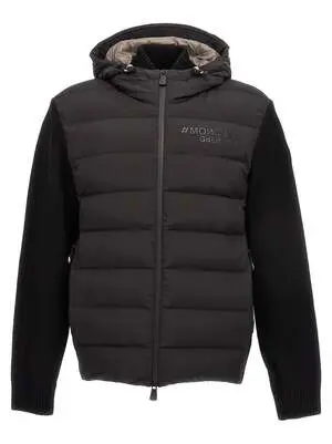 Moncler Bimaterial Cardigan - Black